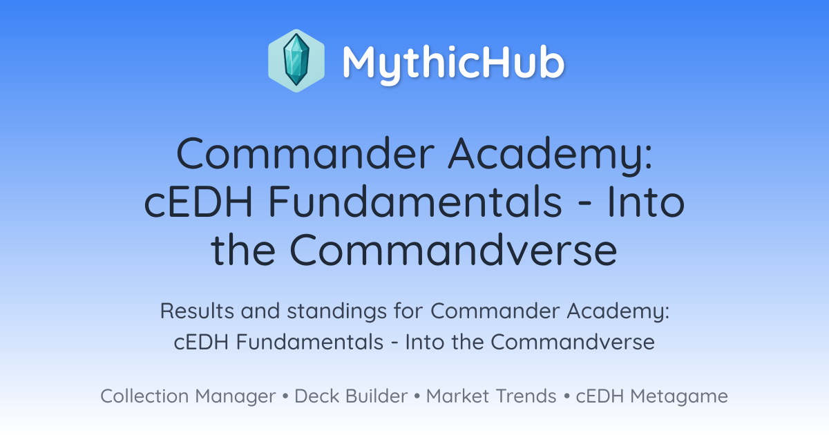 Commander Academy: cEDH Fundamentals - Into the Commandverse | MythicHub